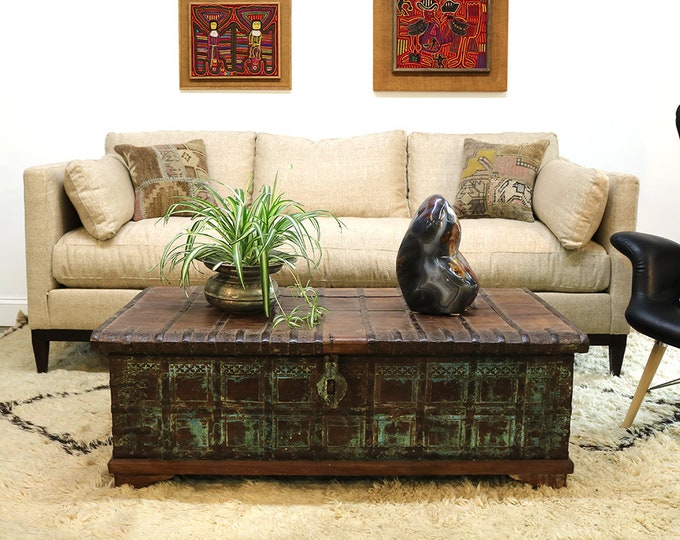 Antique Indian Painted Pitara Chest Coffee Table - Etsy