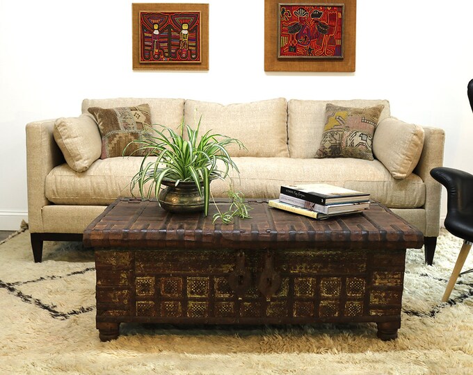 Antique Indian Painted Pitara Chest Coffee Table - Etsy