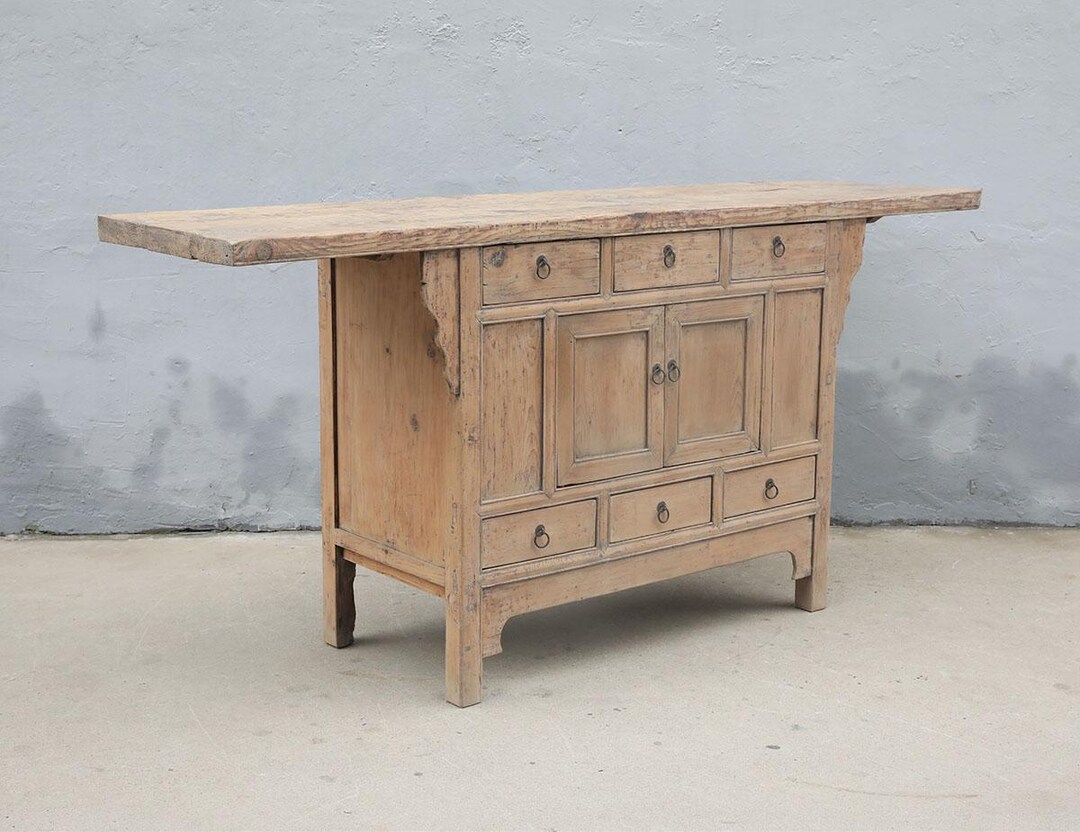 Antique Chinese Bleached Elm Cabinet - Etsy