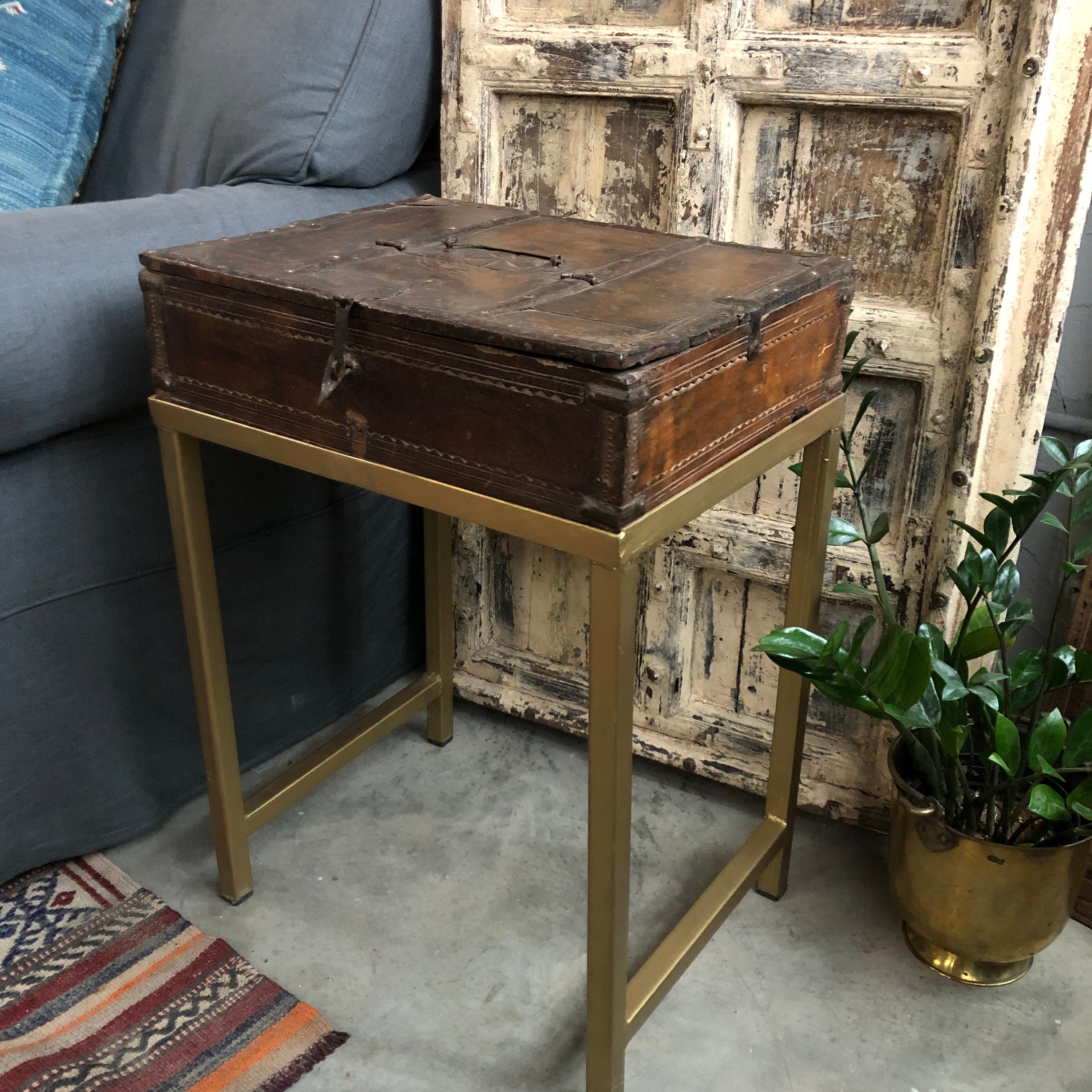 Antique Indian Small Carved Teak Box on Stand | Etsy