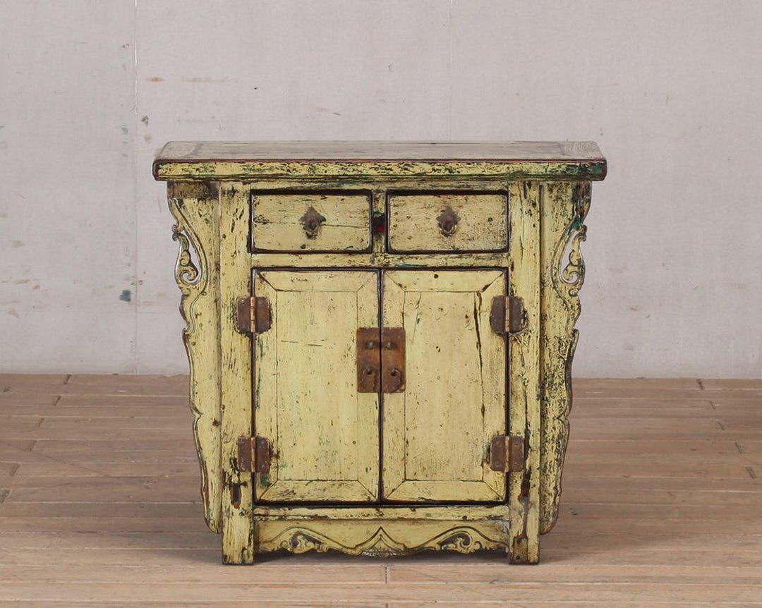 Antique Chinese Lacquered Elm Hall Cabinet - Etsy