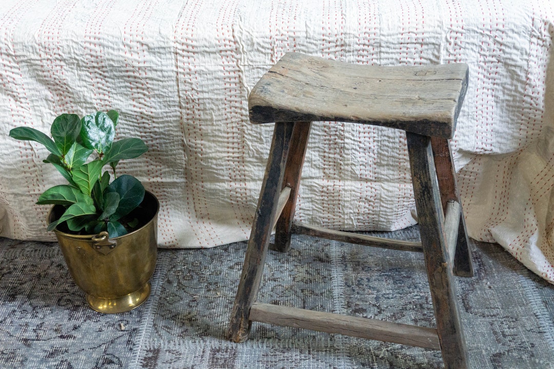 Vintage Rustic Chinese Elm Farmhouse Stool - Etsy