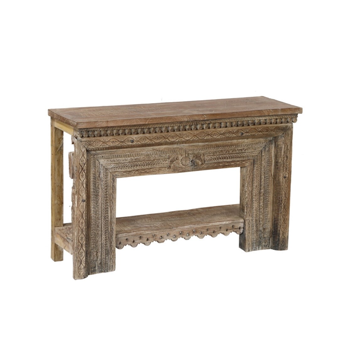 Indian Teakwood Console Table Constructed From Antique Architectural ...