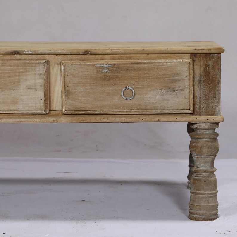 Antique Indian Teakwood 3-drawer Low Table - Etsy