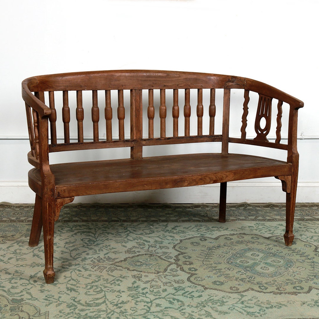 Antique Anglo-indian Teakwood Bench - Etsy