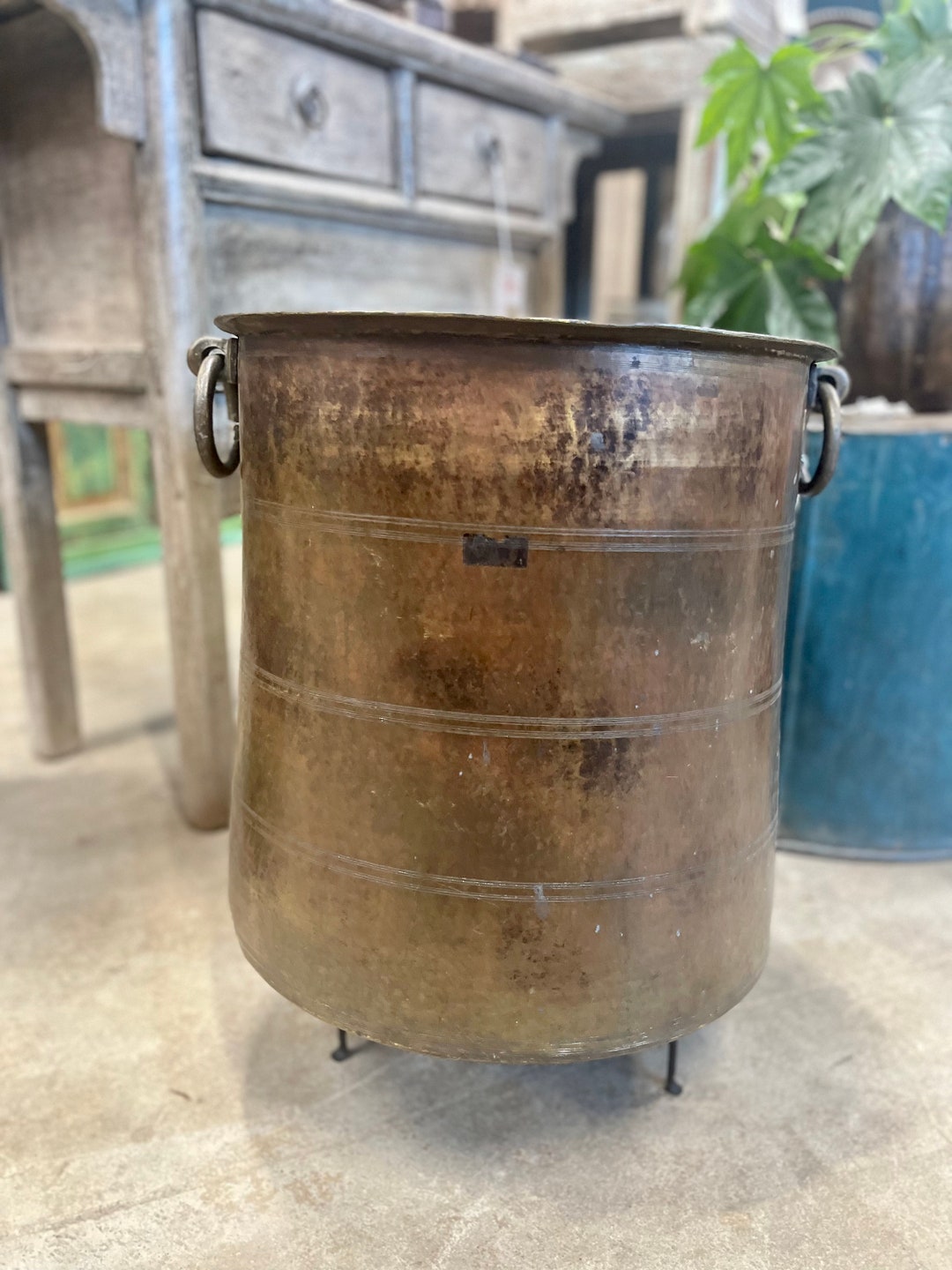 Vintage Indian Large Brass Pot - Etsy
