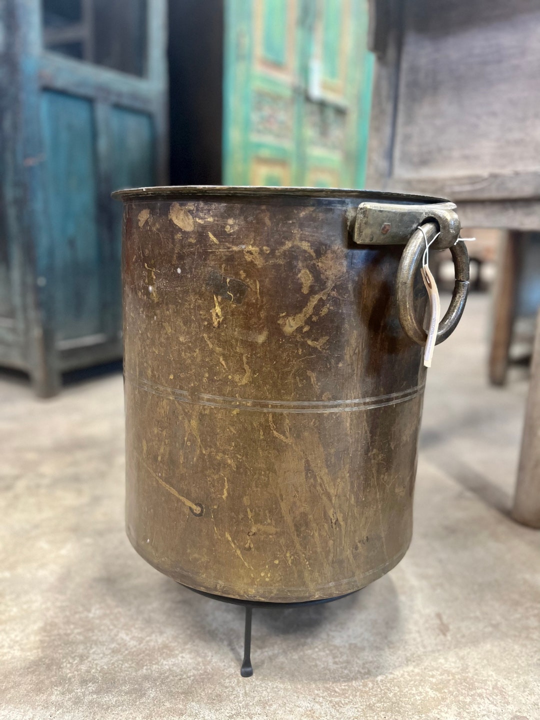 Vintage Indian Large Brass Pot - Etsy