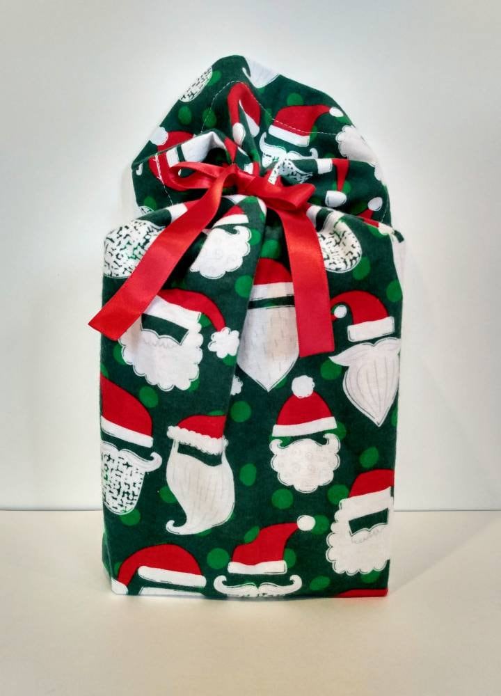 SET OF 12 Reusable Fabric Christmas Gift Bags With Ribbons, Reusable ...
