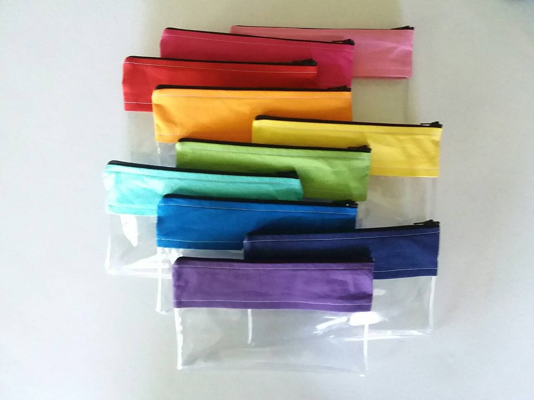Clear Vinyl Zipper Pouch: Small Notions Bag With Cotton Print - Etsy