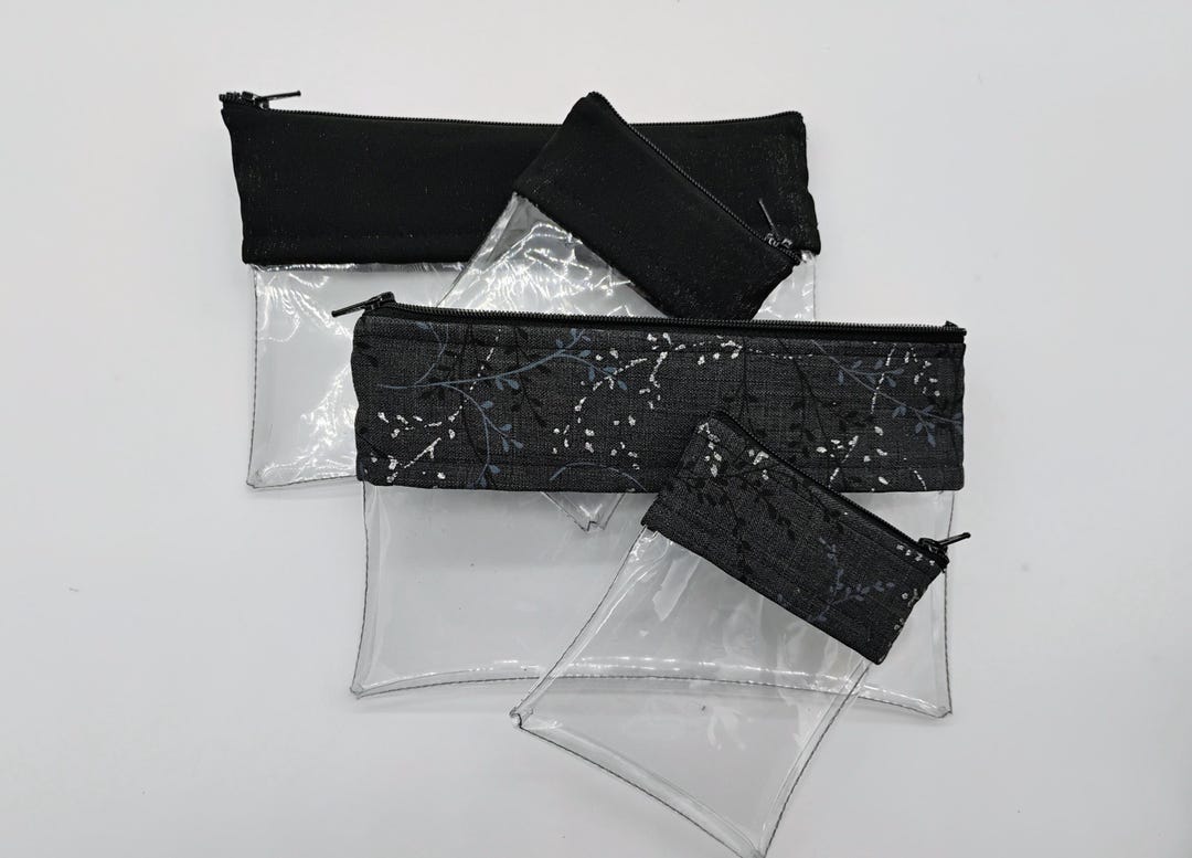 Clear Vinyl Zipper Pouch: Small Notions Bag With Cotton Print - Etsy