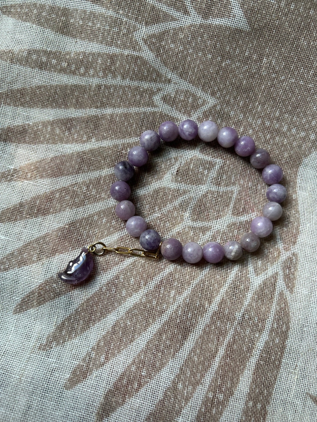 Crescent Moon Carved Amethyst Moon Face With Purple Mica Lepidolite 8mm ...