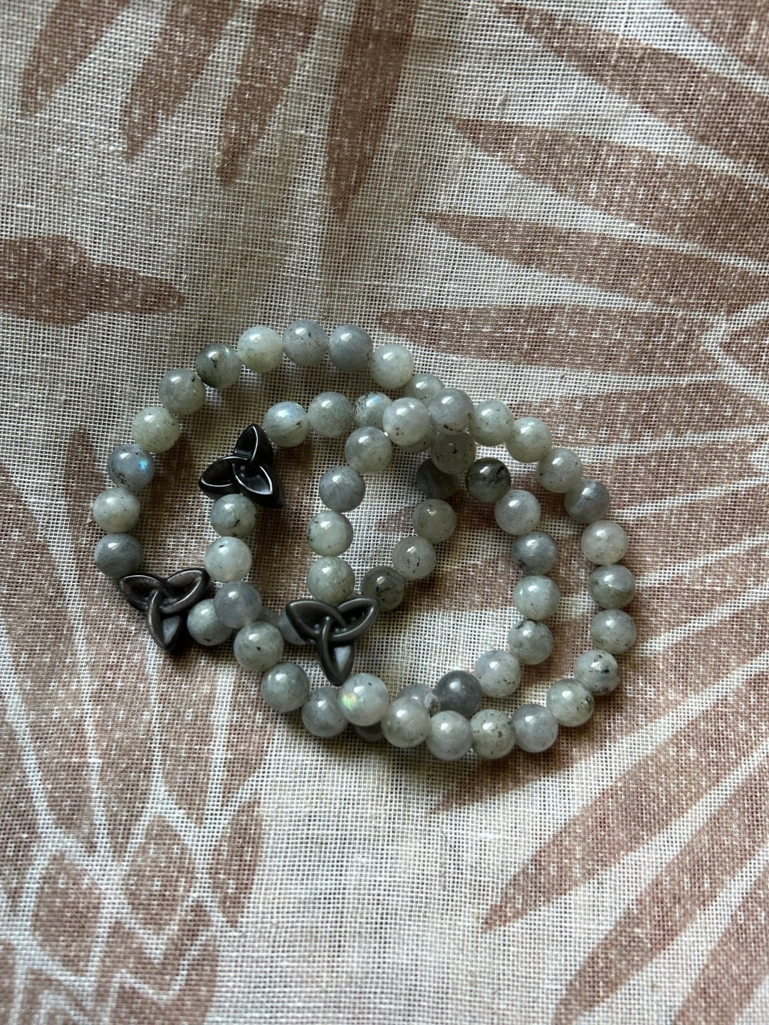 Silver Obsidian Celtic Knot With Labradorite 8mm Beaded Bracelet 7.5 ...