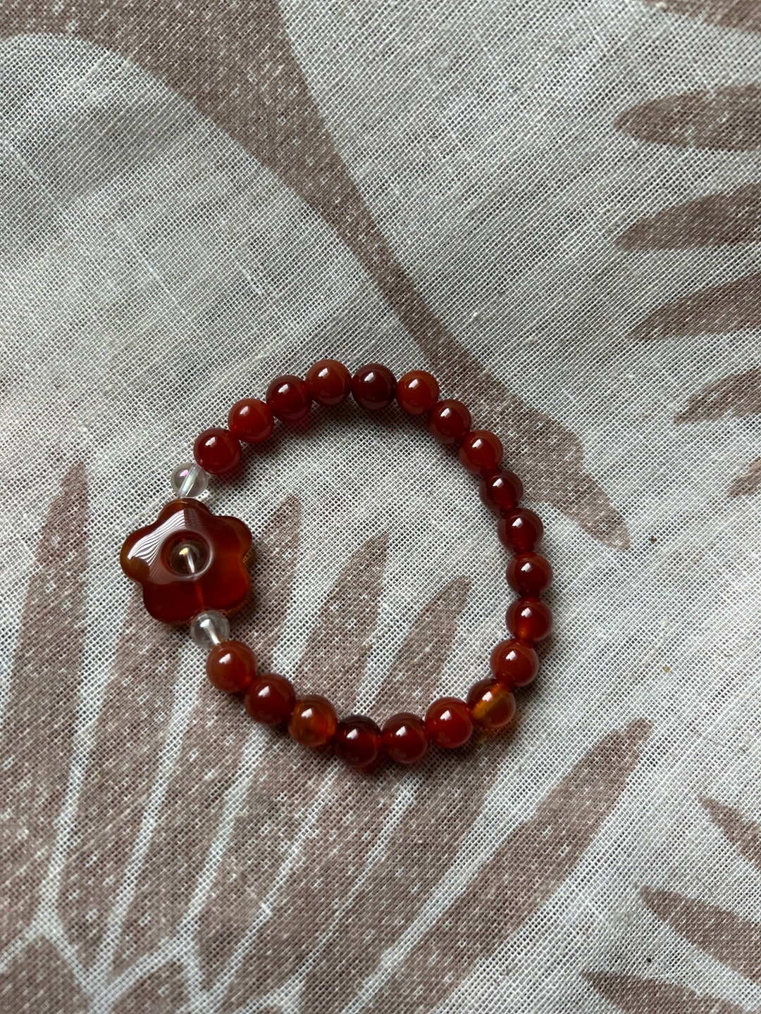 Poinsettia Carved Carnelian Flower With 6mm Aura Citrine and 8mm ...