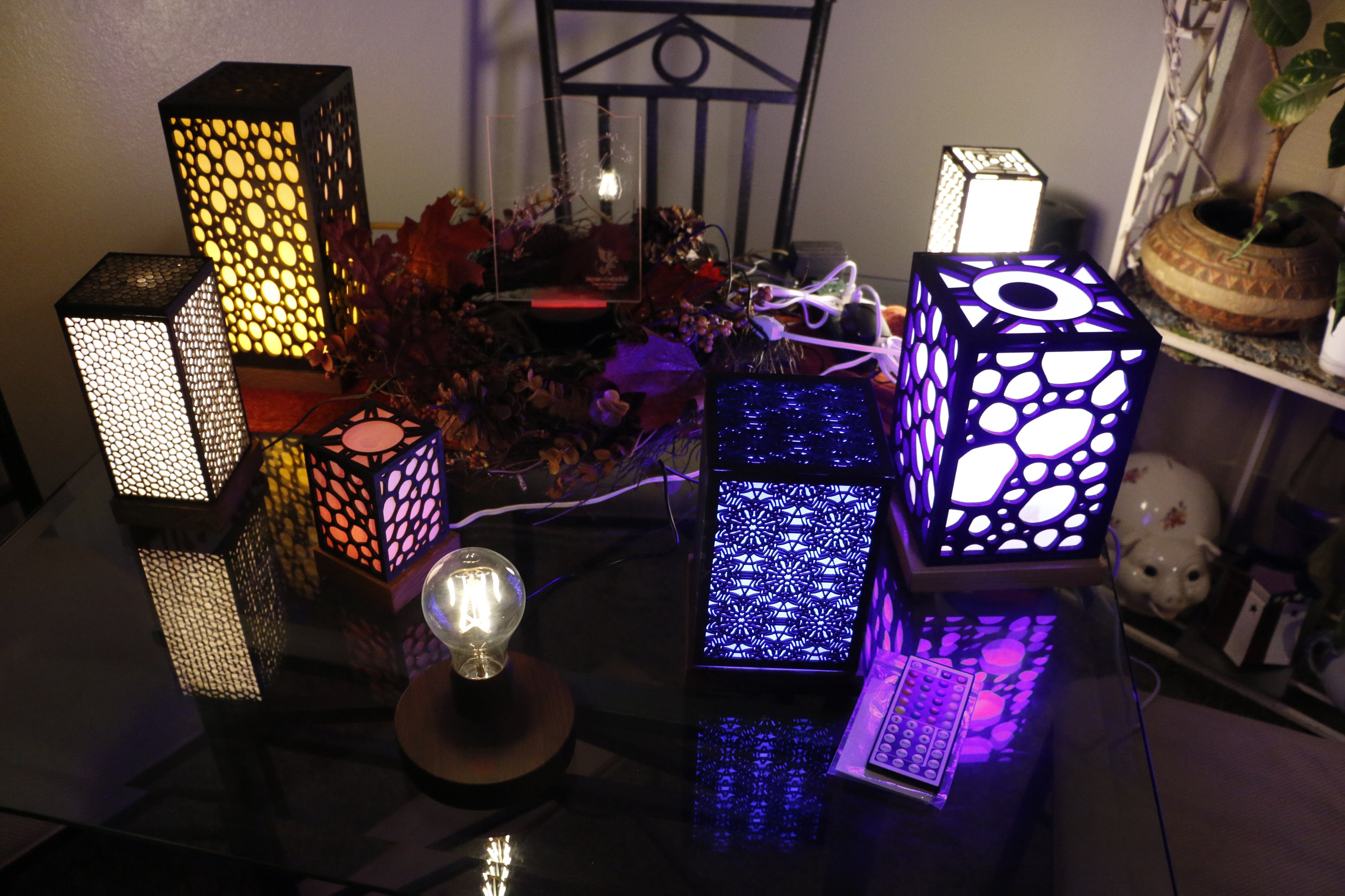 Decorative Table Lamps With Rice Paper Shades - CNC and Laser Cut - Etsy