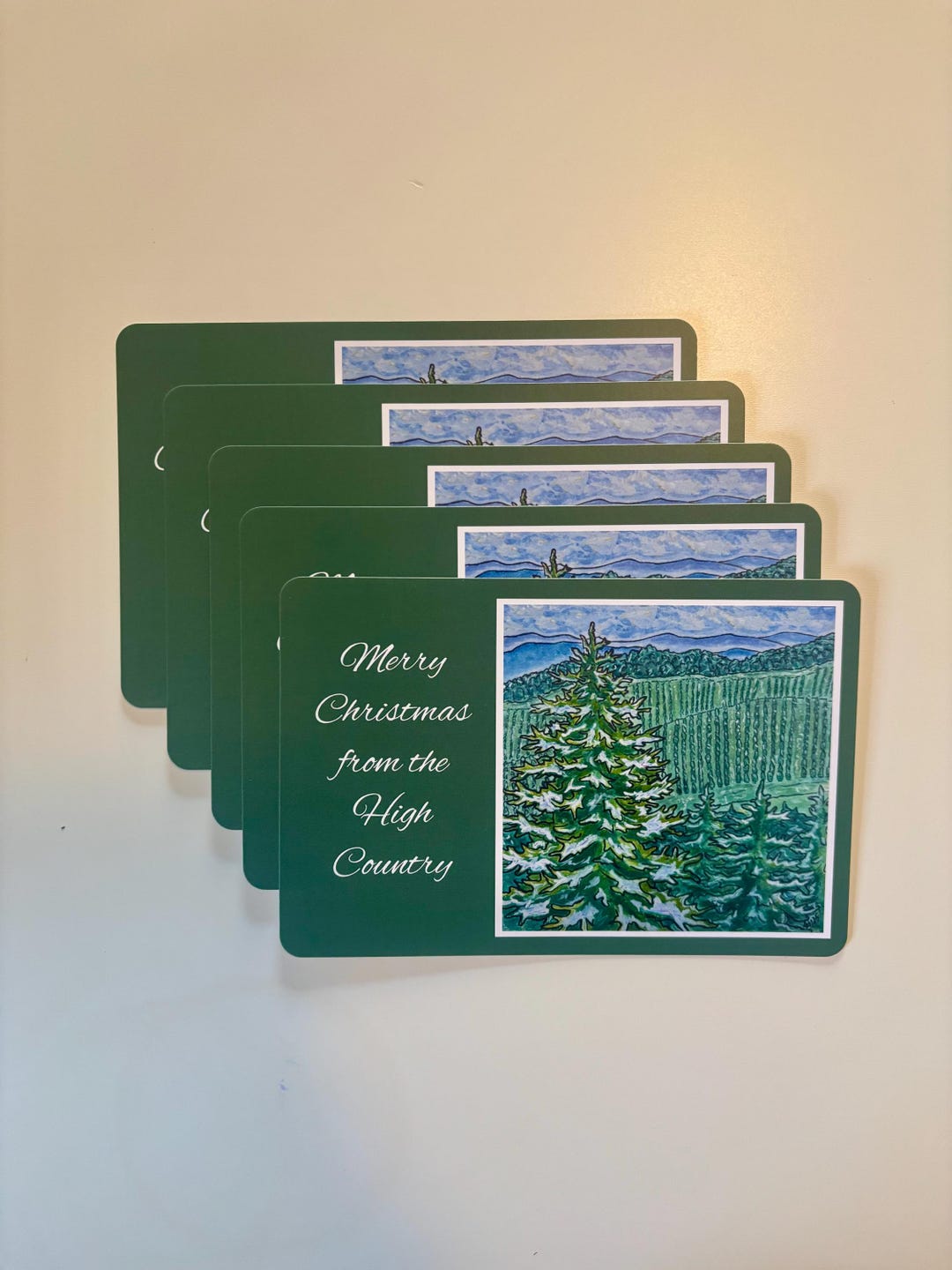 Merry Christmas Postcards Set of 5 - Etsy
