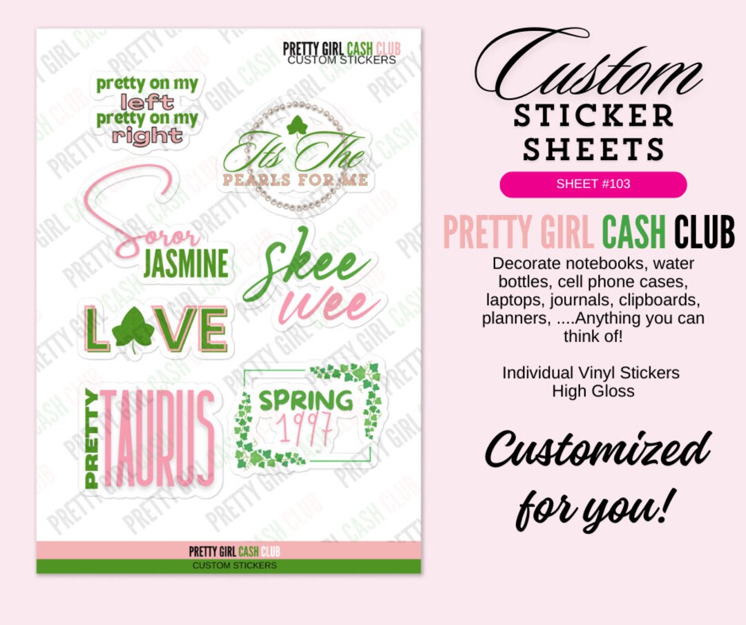 Pretty Girl Custom Sticker Sheet #103 - Etsy