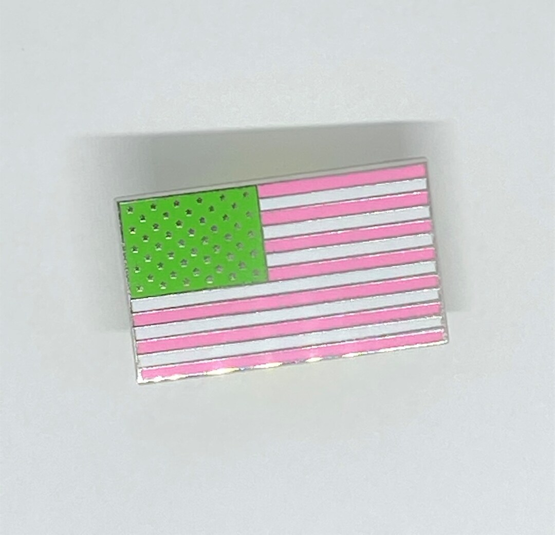 Pink and Green American Flag Pin | Enamel Lapel Pin - Etsy
