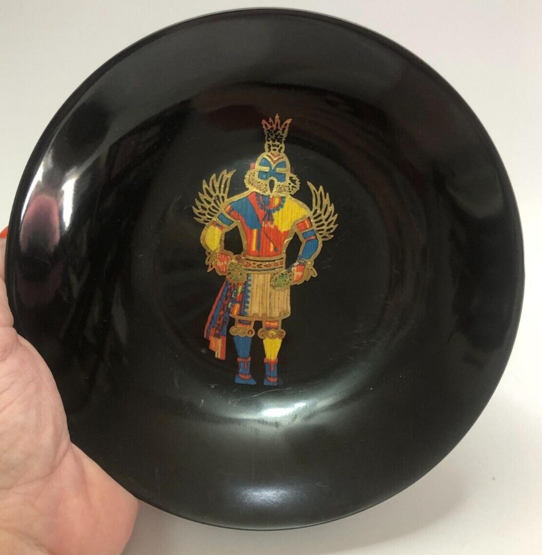 Vintage 7" Couroc Hummingbird Kachina Hopi Satin Black Bowl Monterey CA ...