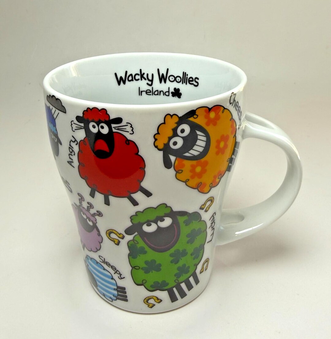 Wacky Woollies Coffee Tea Mug Whimsical Sheep Multi Color Ireland Fun ...