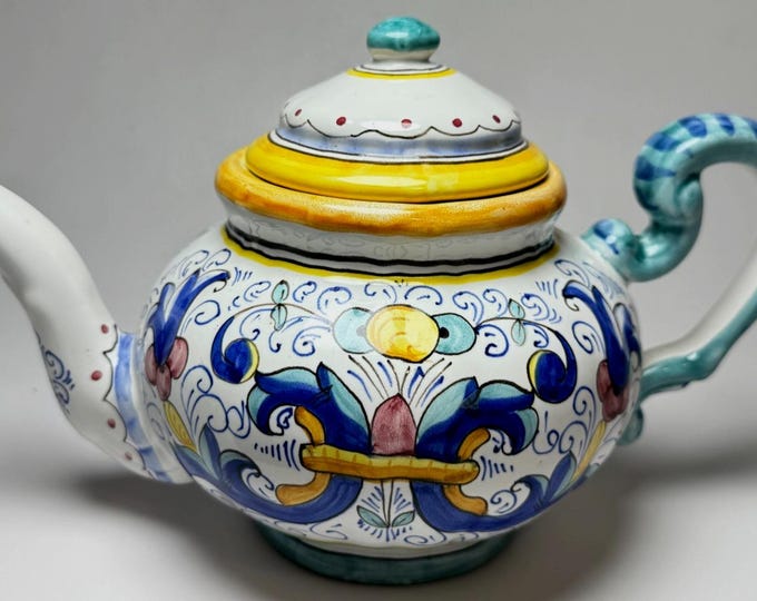 Splendor of Florence Italy Hand Painted Ceramic Teapot Ricco Deruta ...