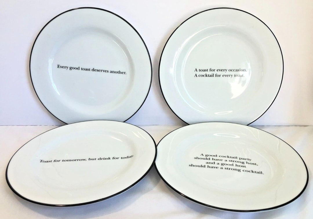 Pottery Barn Cocktail Quotes 7.5 Appetizer Plates Set 4 - Etsy