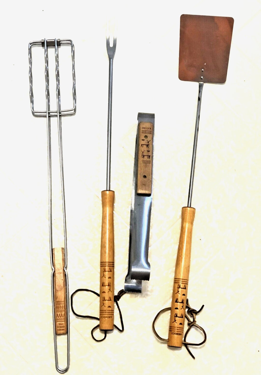 Vintage 4 Piece Androck Stainless BBQ Grill Utensils Set MCM ...