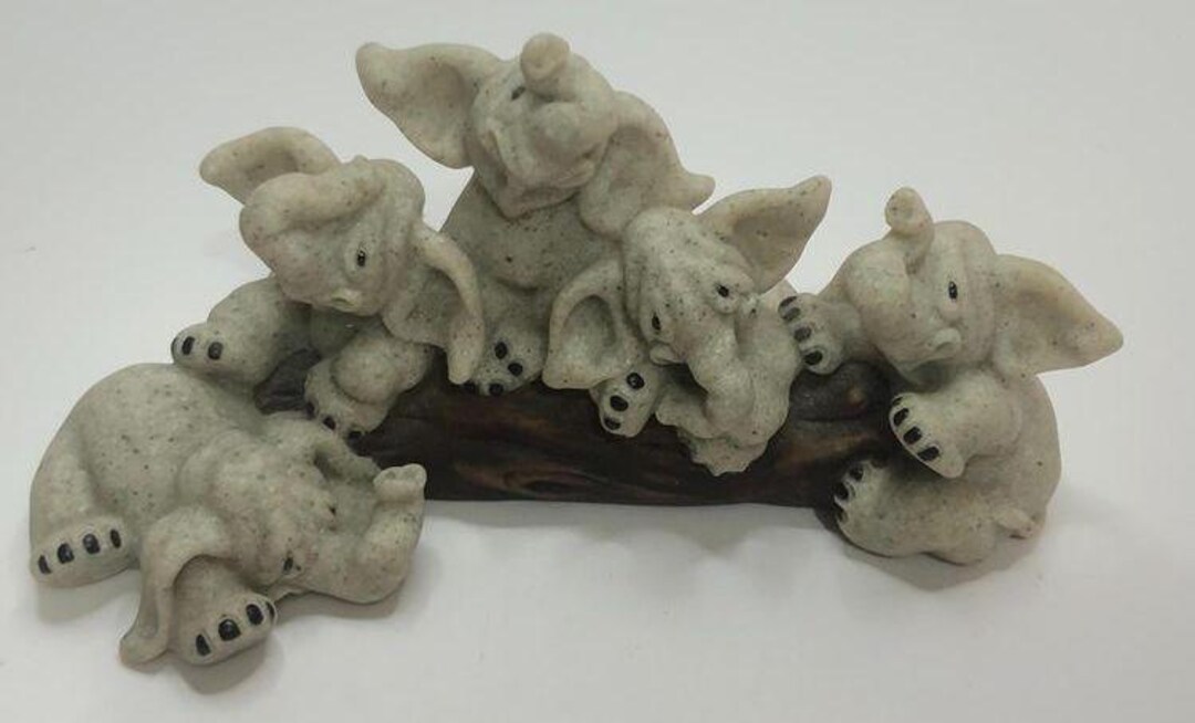 Quarry Critters Enchanted Second Nature Design Elephant Herd Figurine ...
