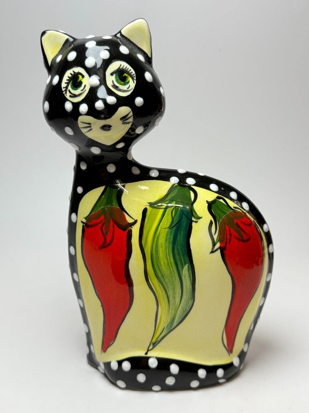 Anatoly Turov Russian Artist Cat Figure Black Polka Dots Chili Peppers ...