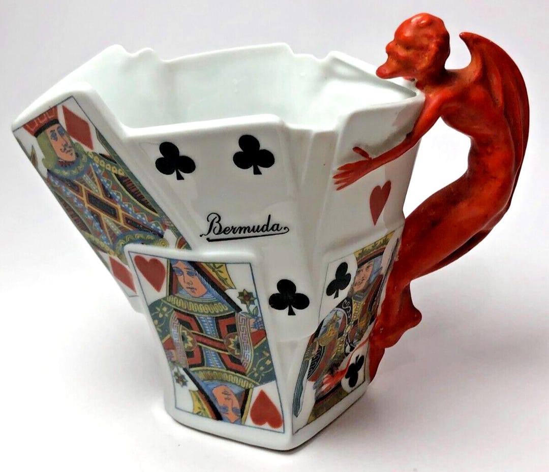 Vintage Royal Bayreuth 5" Devil & Playing Cards Milk Pitcher Germany US ...