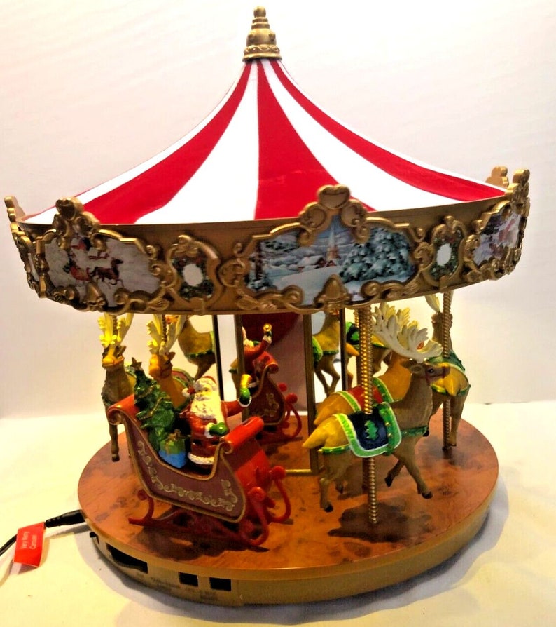 Mr. Christmas 12 Animated Very Merry Carousel Decor Motion 50 Songs LED ...