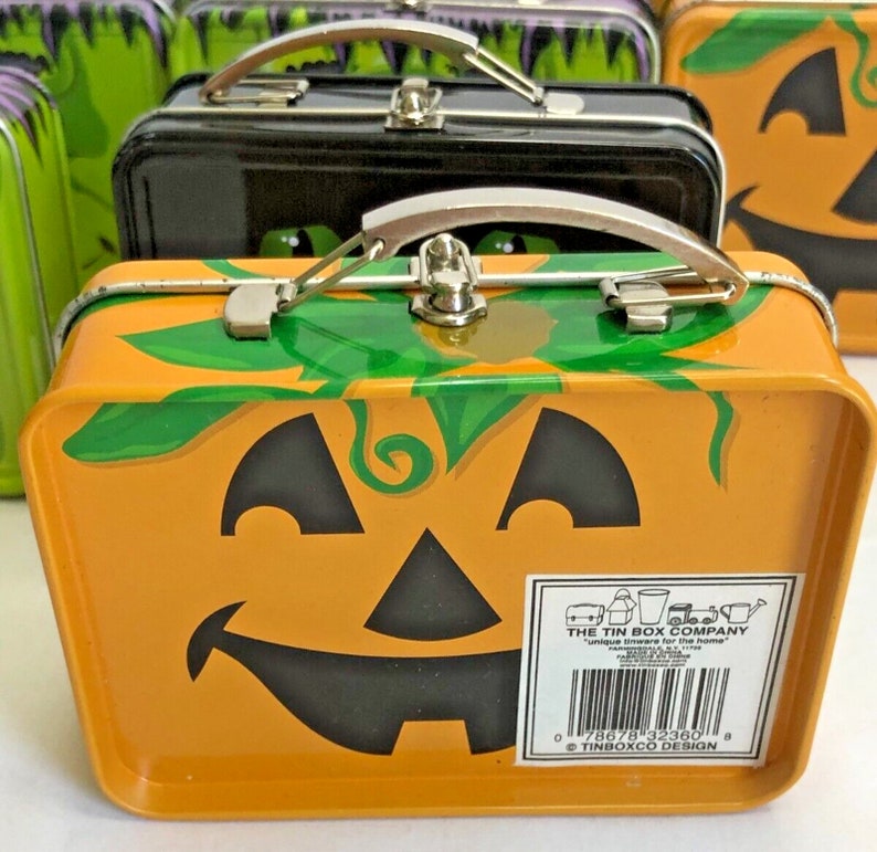 9 Miniature Lunch Box Candy Tins the Tin Box Co Halloween Black Cat ...