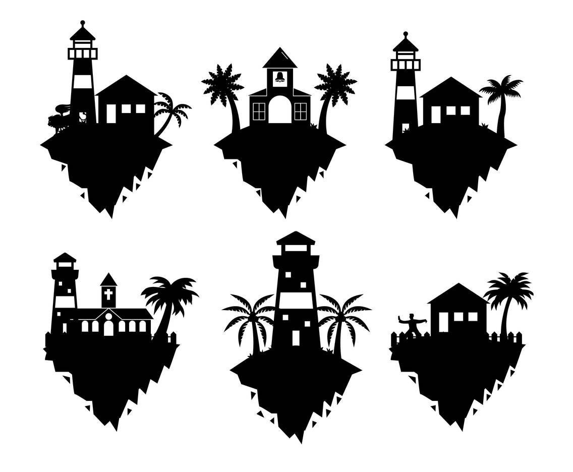 Island vector Bundle svg silhouette cut filesvector files | Etsy