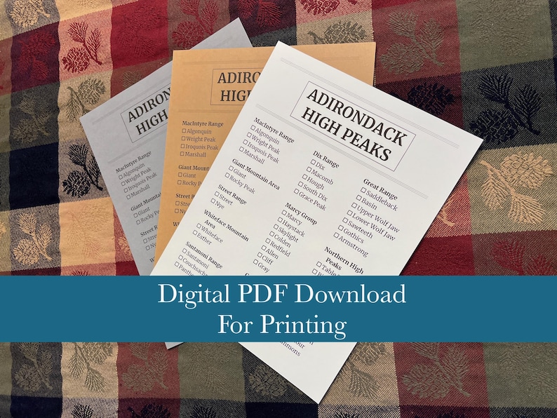 46 Adirondack High Peaks Printable Checklist | ADK High Peaks Checkbox ...