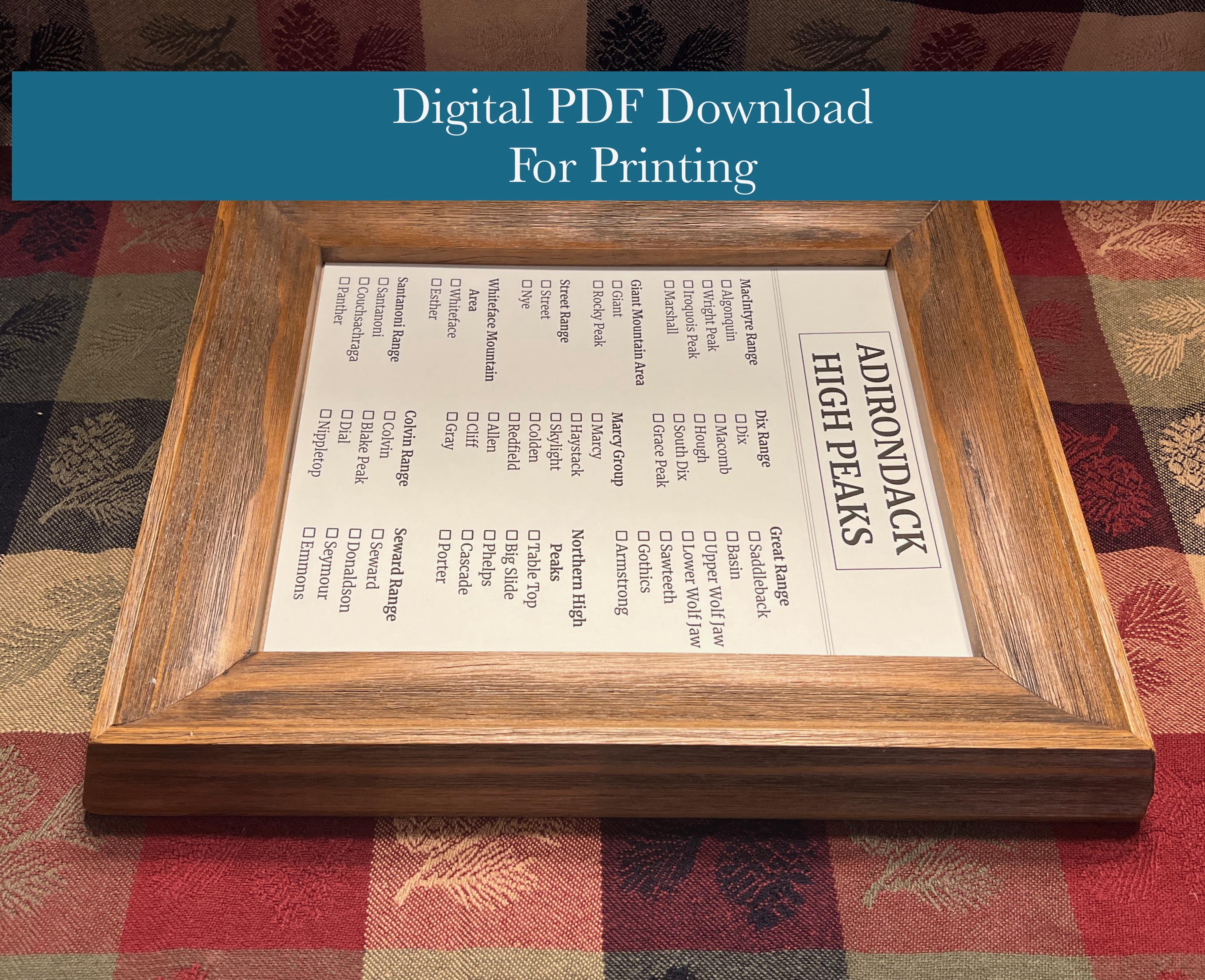 46 Adirondack High Peaks Printable Checklist | ADK High Peaks Checkbox ...