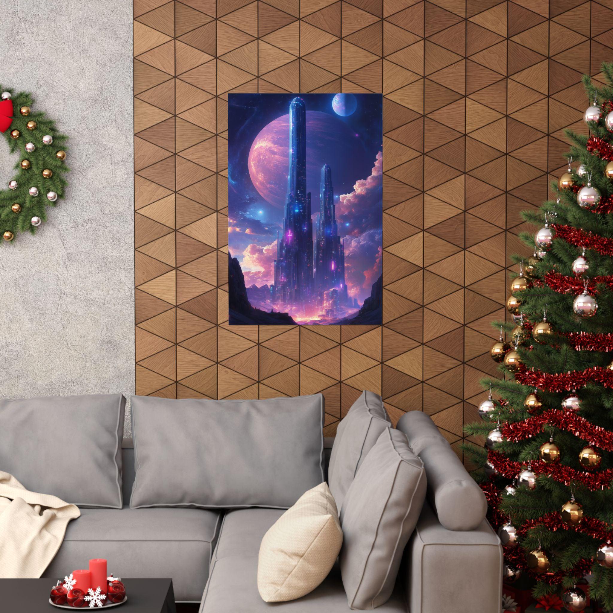 Nebula Towers - Premium Matte Poster | Cosmic Skyscrapers - Etsy