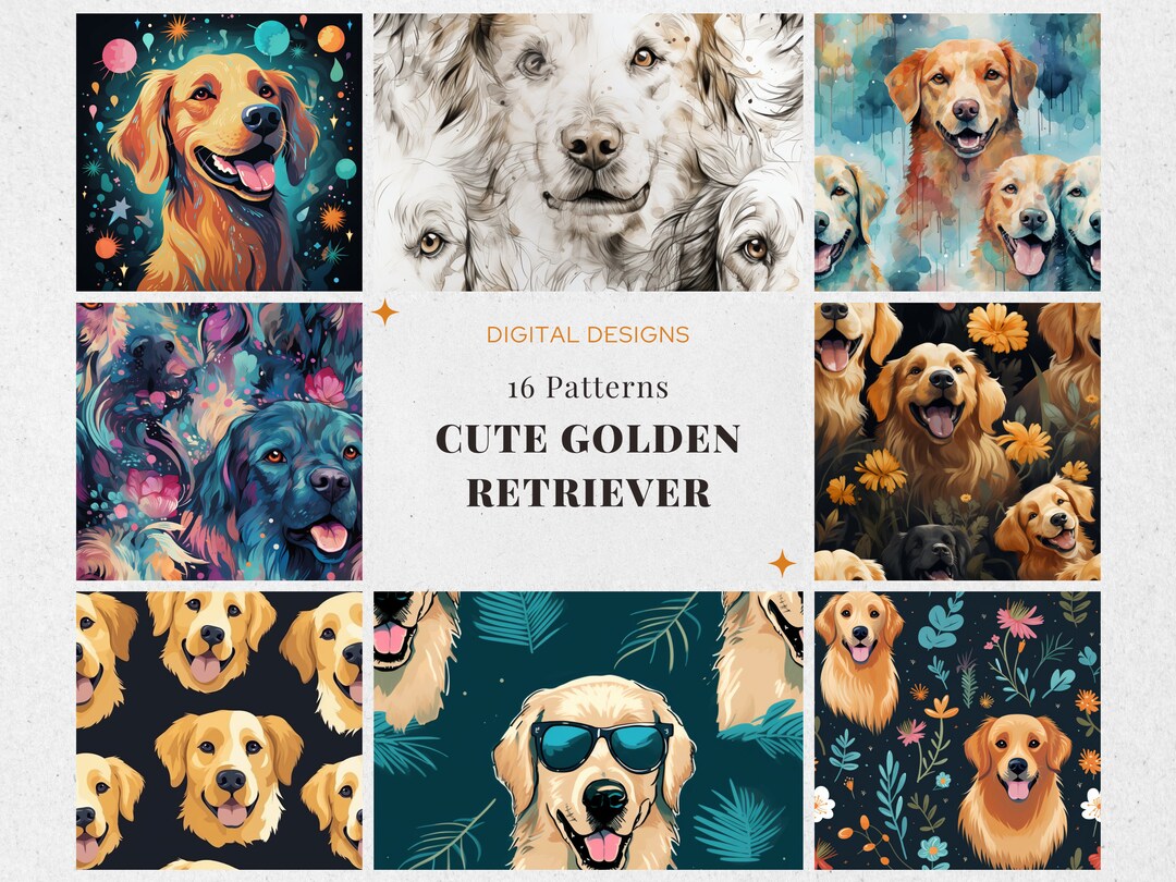 Golden Retriever Patterns - Unique Digital Design for Home Decor, Craft ...