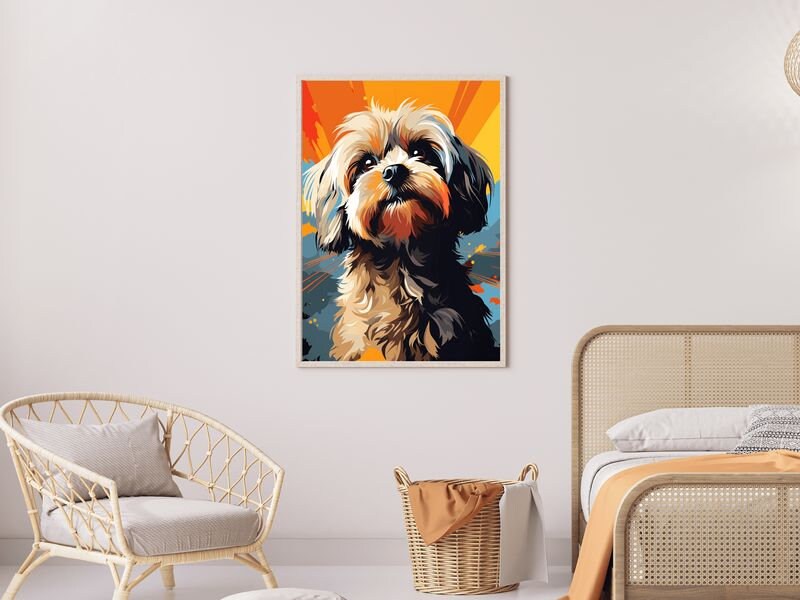 Classic Shih Tzu Dog Art, Retro Wall Decor, Modern Stencil Illustration ...