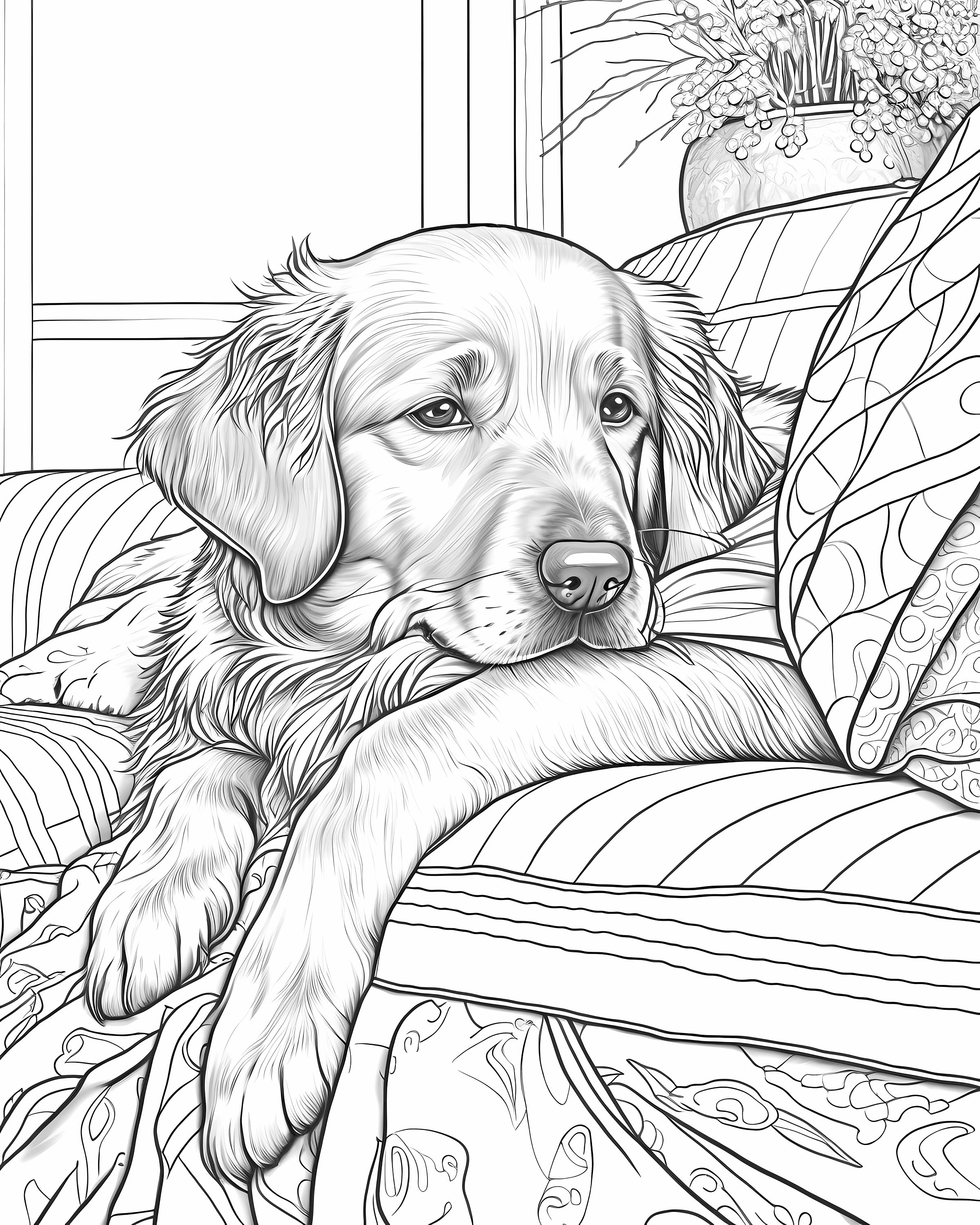 Golden Retriever Coloring Book: 37 Designs for Kids, Adults, and Dog ...