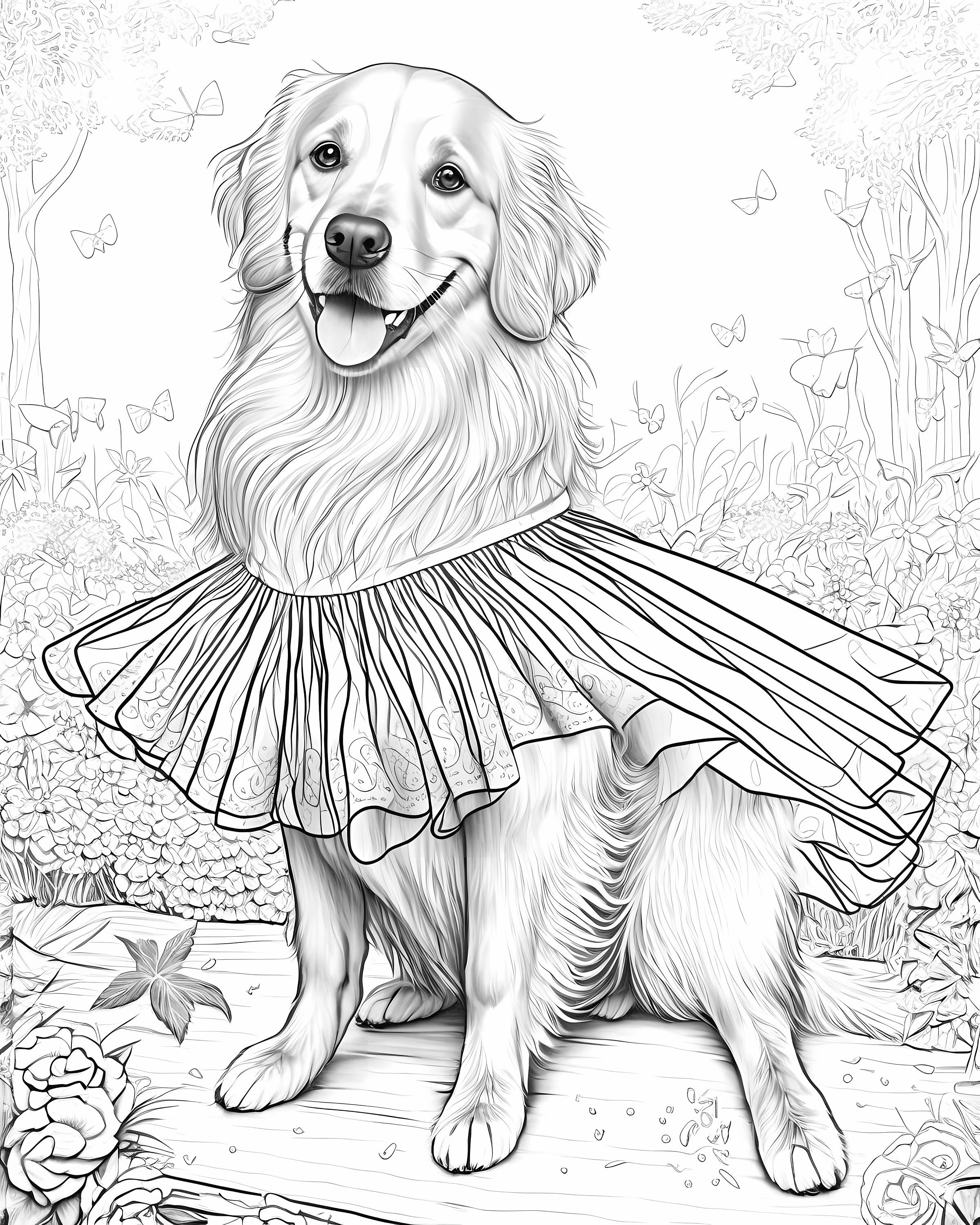 Golden Retriever Coloring Book: 37 Designs for Kids, Adults, and Dog ...