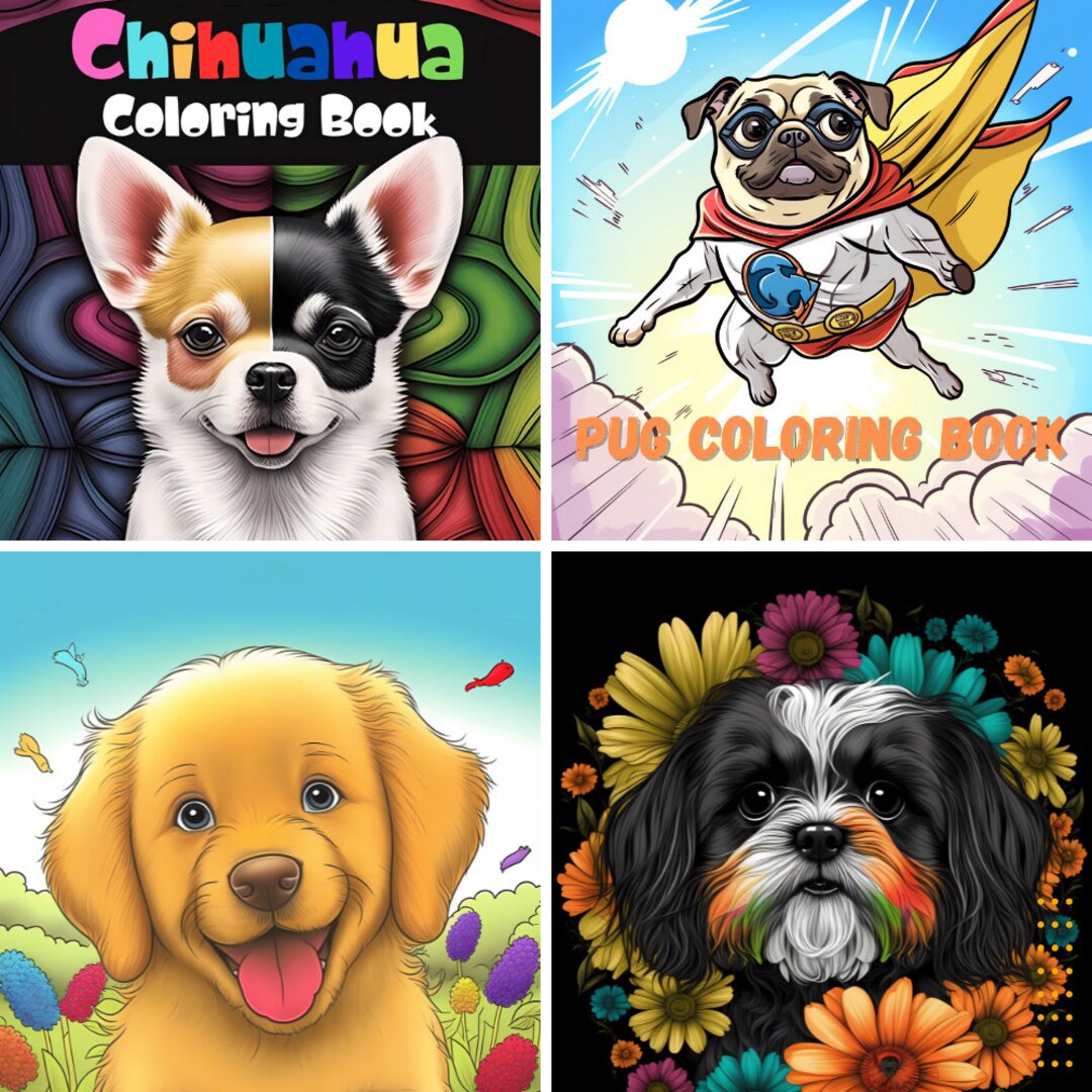 5 Dog Coloring Books Bundle | Printable Digital Coloring Books for Kids ...