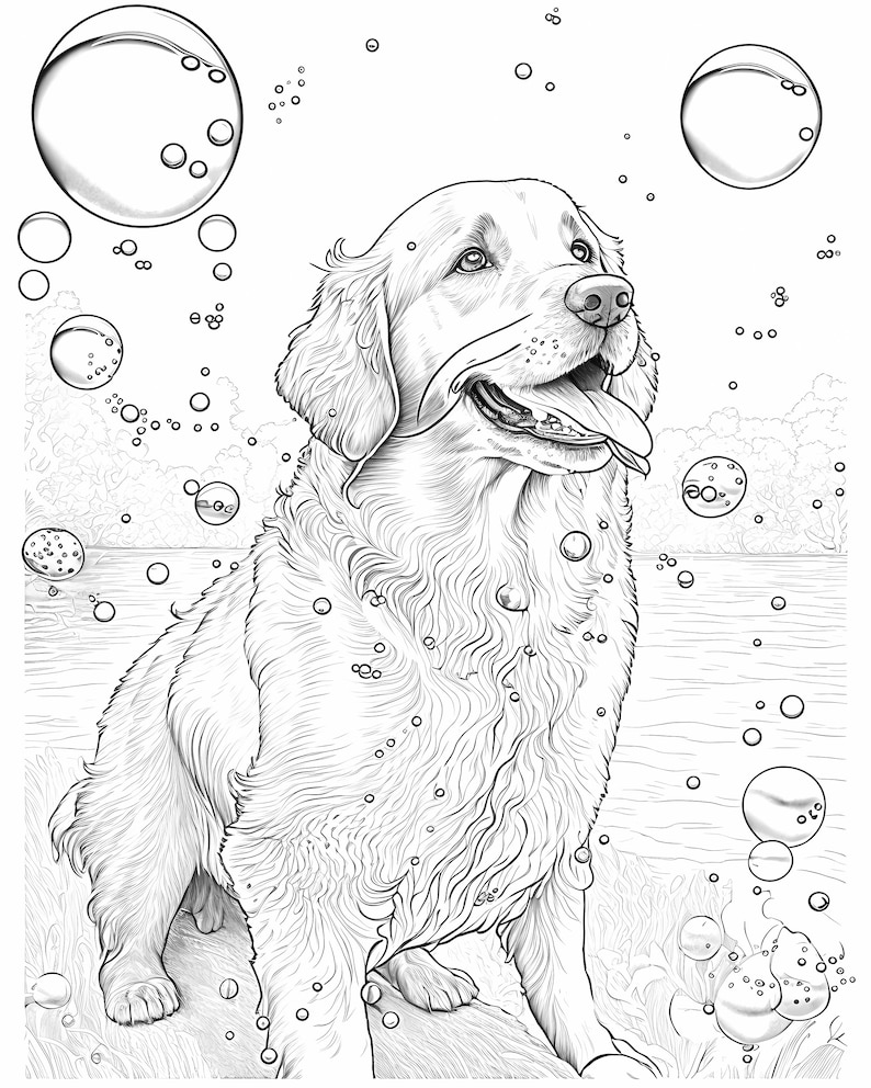 Golden Retriever Coloring Book: 37 Designs for Kids, Adults, and Dog ...