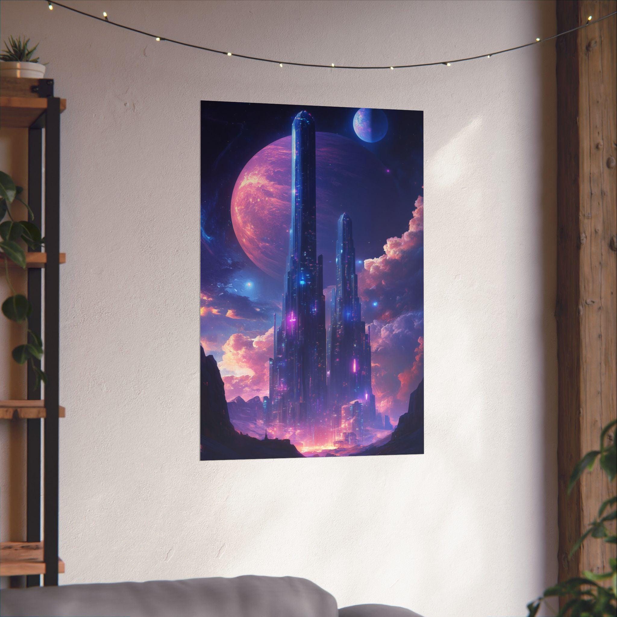 Nebula Towers - Premium Matte Poster | Cosmic Skyscrapers - Etsy