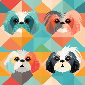 Whimsical Shih Tzu Patterns - Unique Digital Tile and Wallpaper Design ...