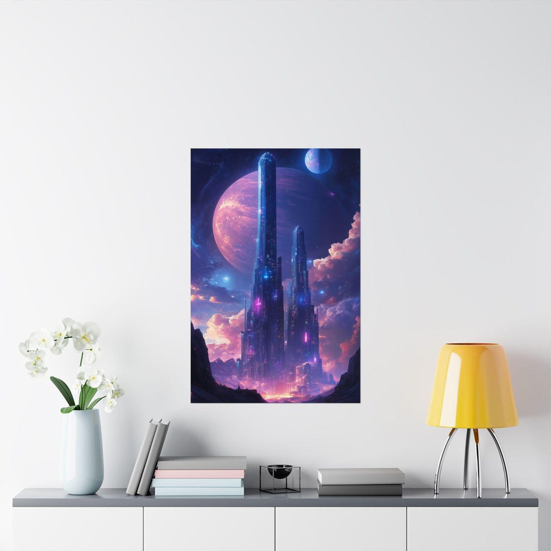 Nebula Towers - Premium Matte Poster | Cosmic Skyscrapers - Etsy
