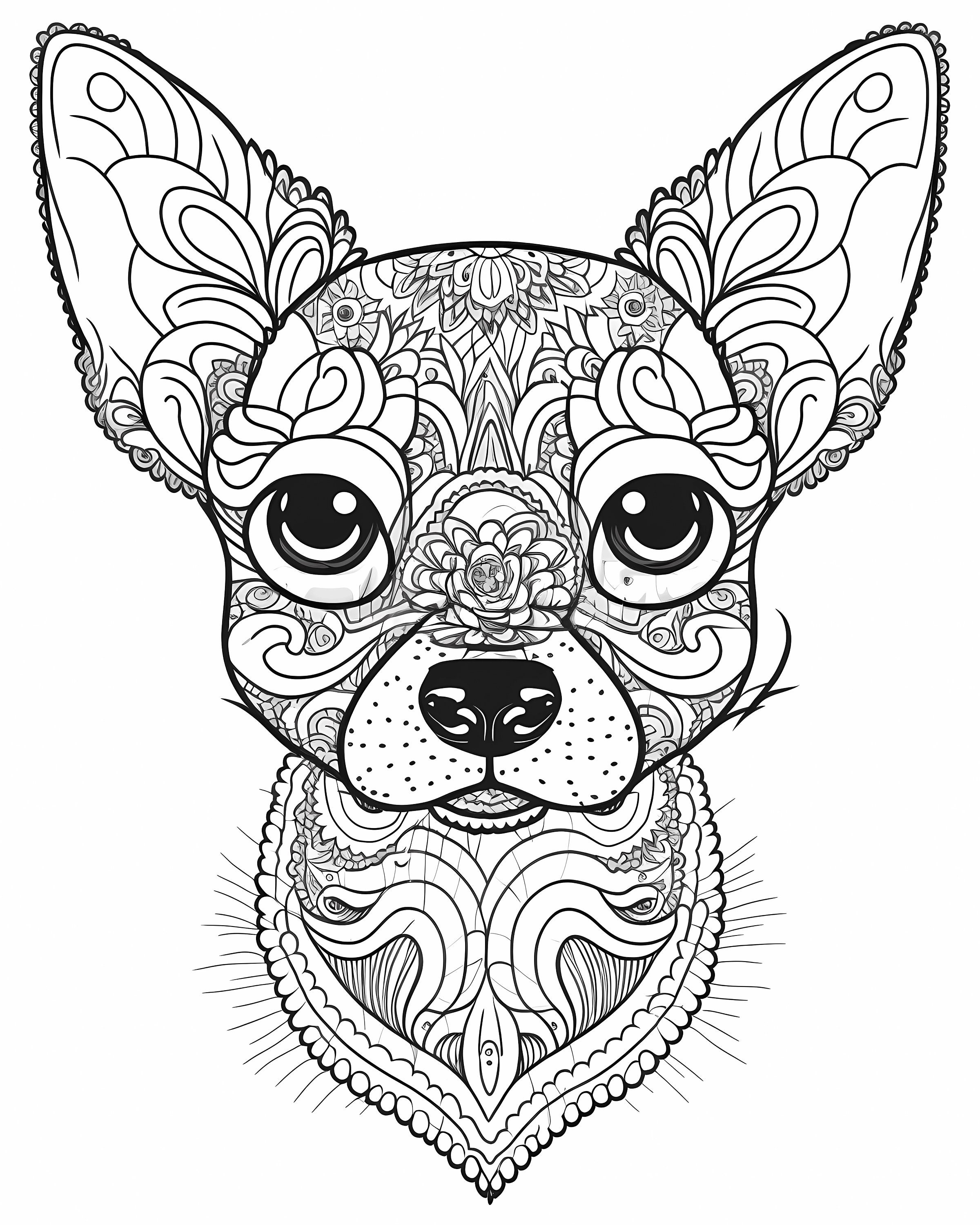 Kids Adults Coloring Books Chihuahua Sugar Skull Mandala Style ...