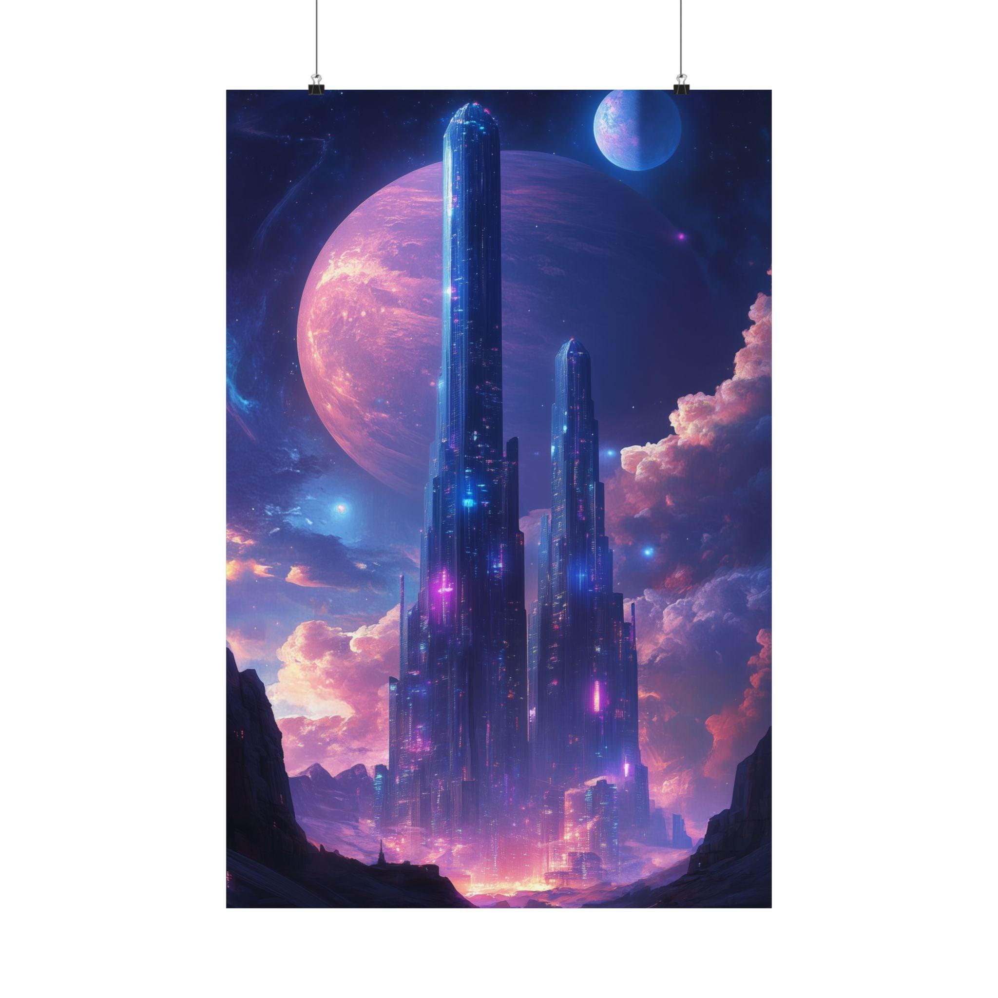 Nebula Towers - Premium Matte Poster | Cosmic Skyscrapers - Etsy