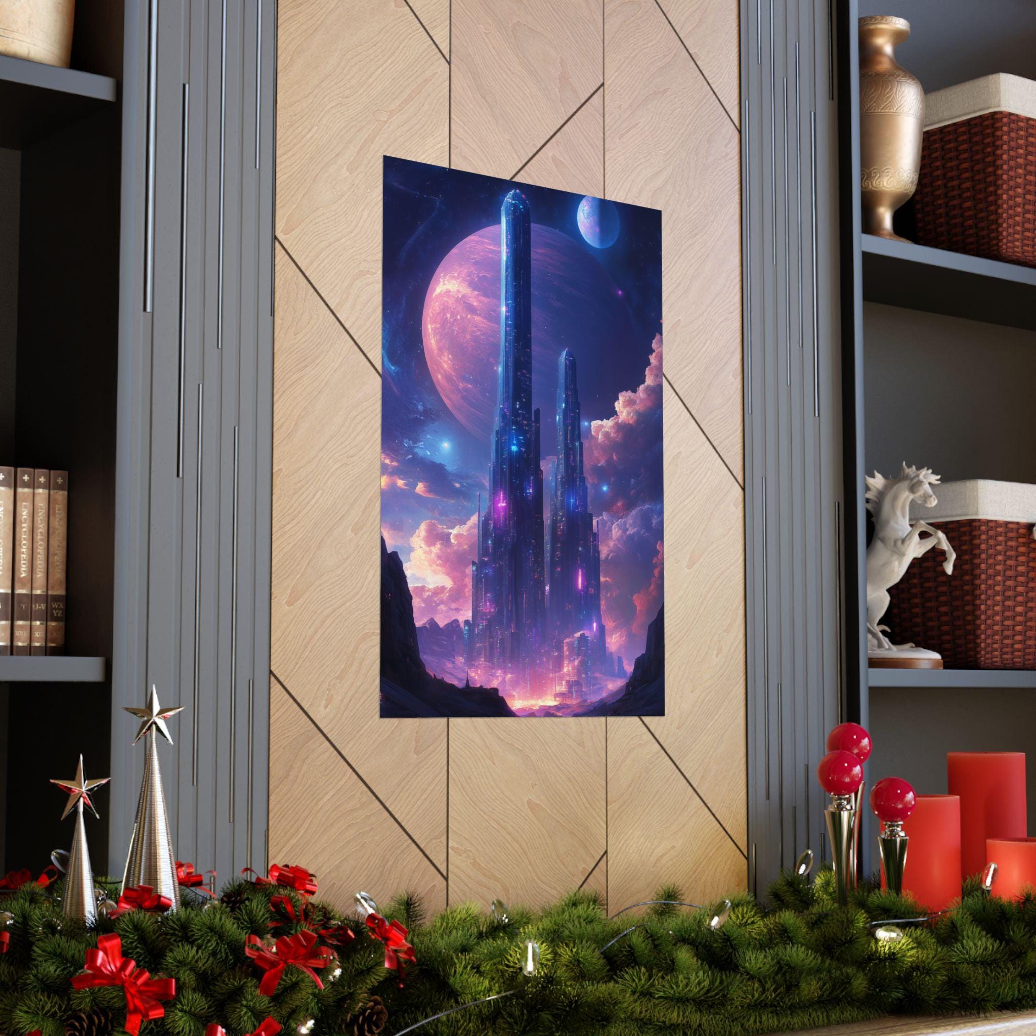 Nebula Towers - Premium Matte Poster | Cosmic Skyscrapers - Etsy