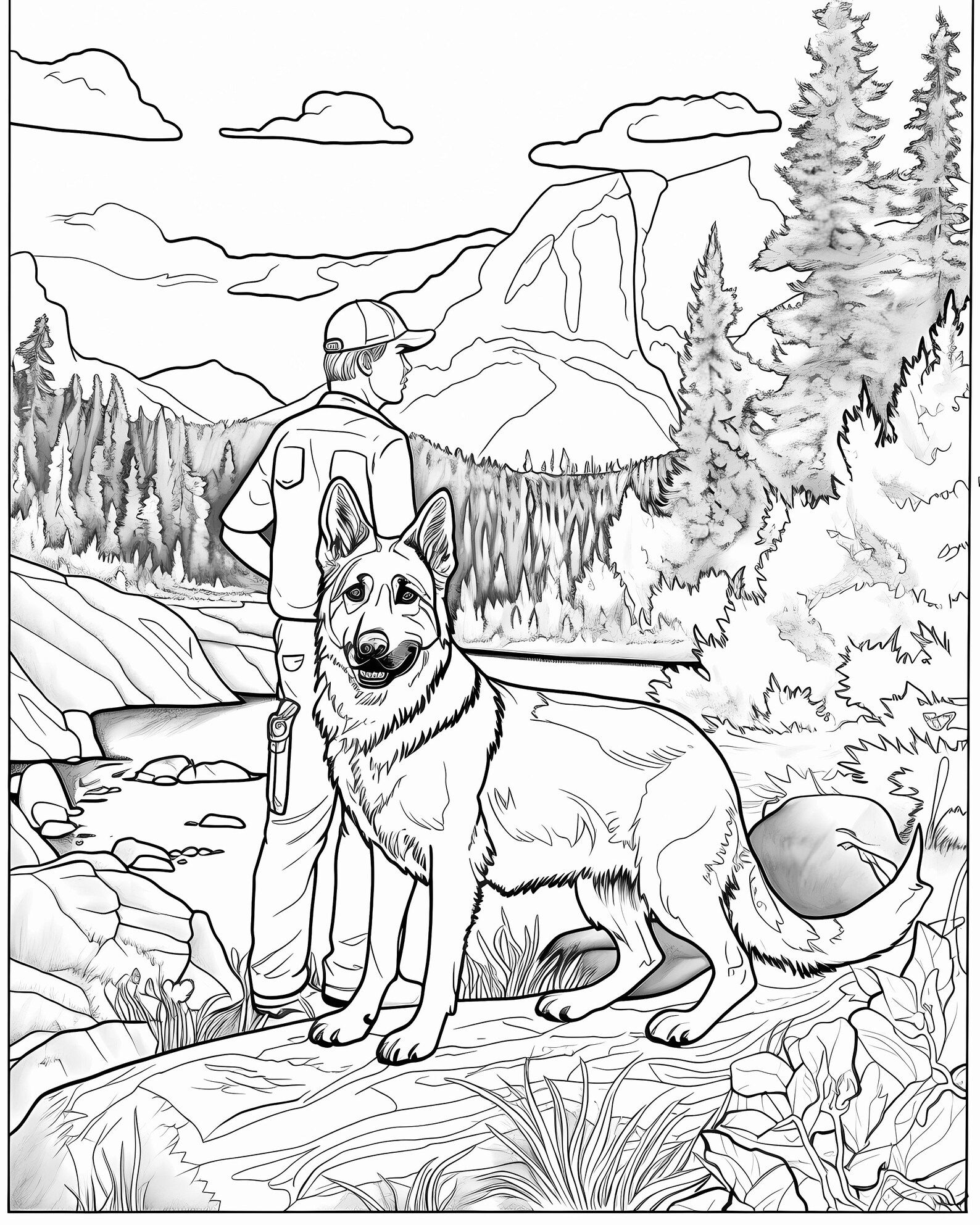 German Shepherd Wonders: A Delightful 50-page Coloring Book for Dog ...