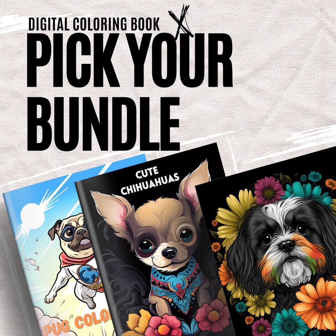 Custom Dog Breed Coloring Book Bundle - Choose Any 3, Featuring ...