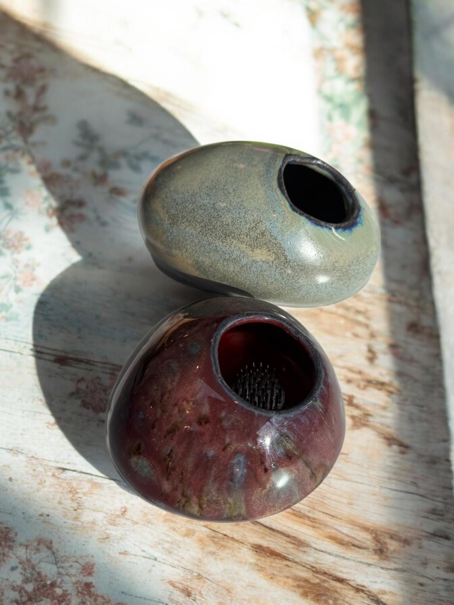 Handmade Ceramic Flower Frog Vase Ikebana Arranging Tool & Pottery ...